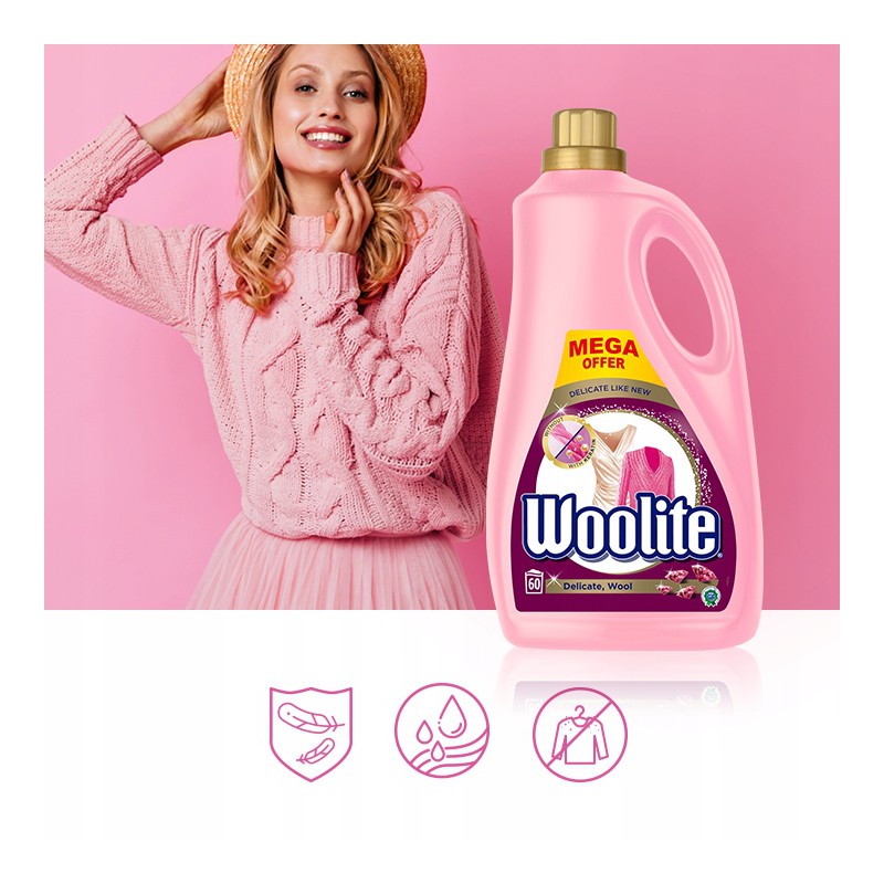 Woolite Płyn do Prania Delikatnych Tkanin i Wełny 900ML (15 Prań)